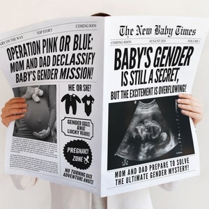 Baby Gender Reveal Newspaper, Large Newspaper Baby Announcement ...
