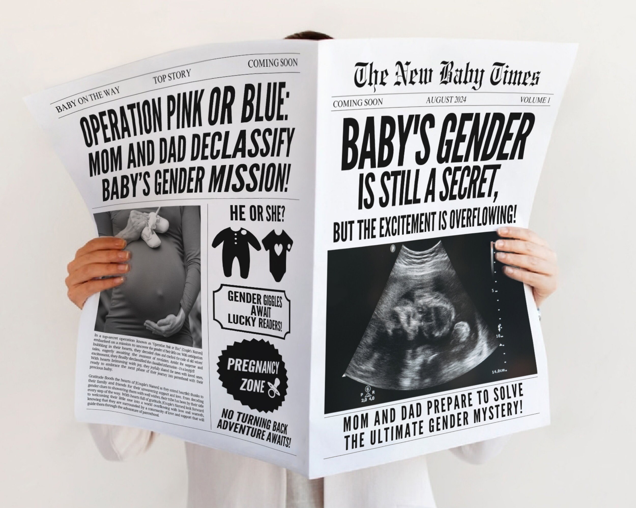 Baby Gender Reveal Newspaper, Large Newspaper Baby Announcement ...