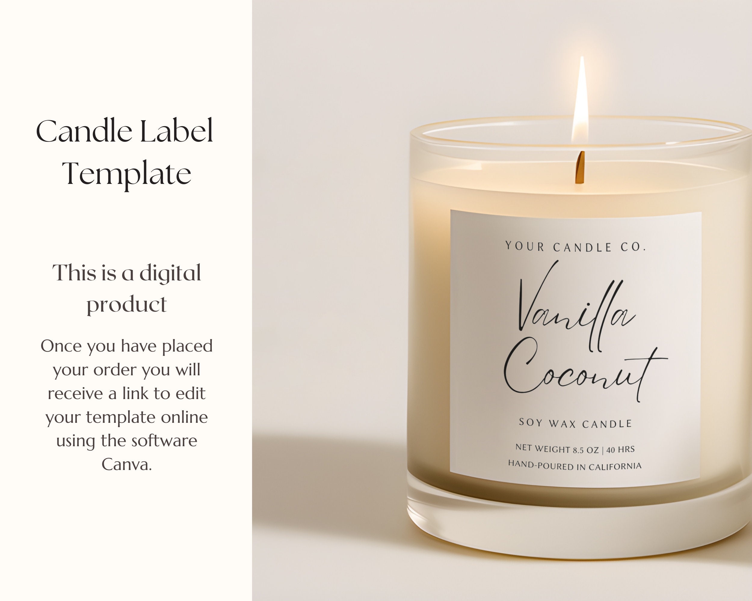 Elegant Candle Label Template Minimalist Candle Label Candle - Etsy