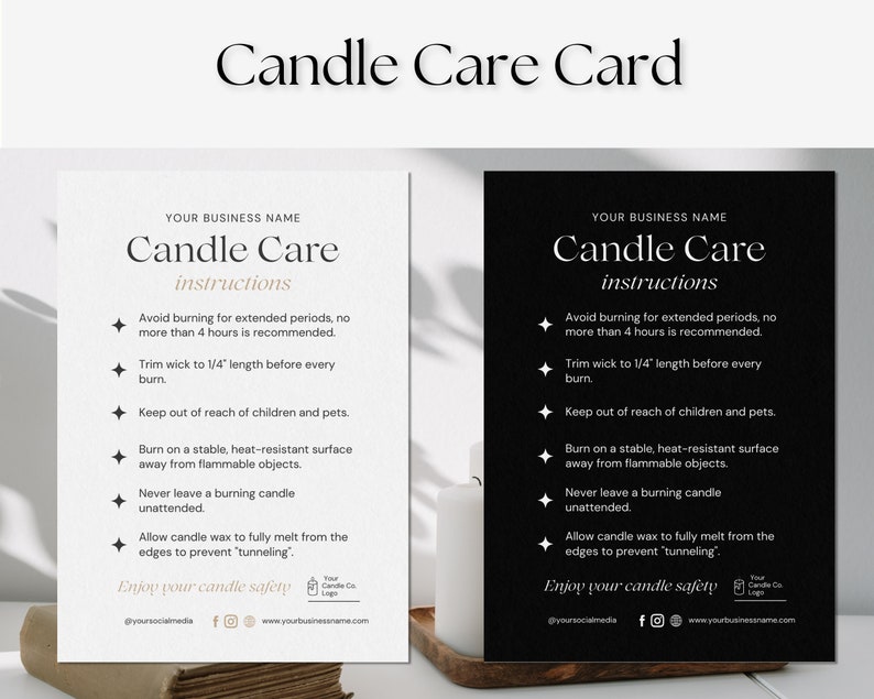 Editable Candle Care Card Template Candle Care Instructions - Etsy