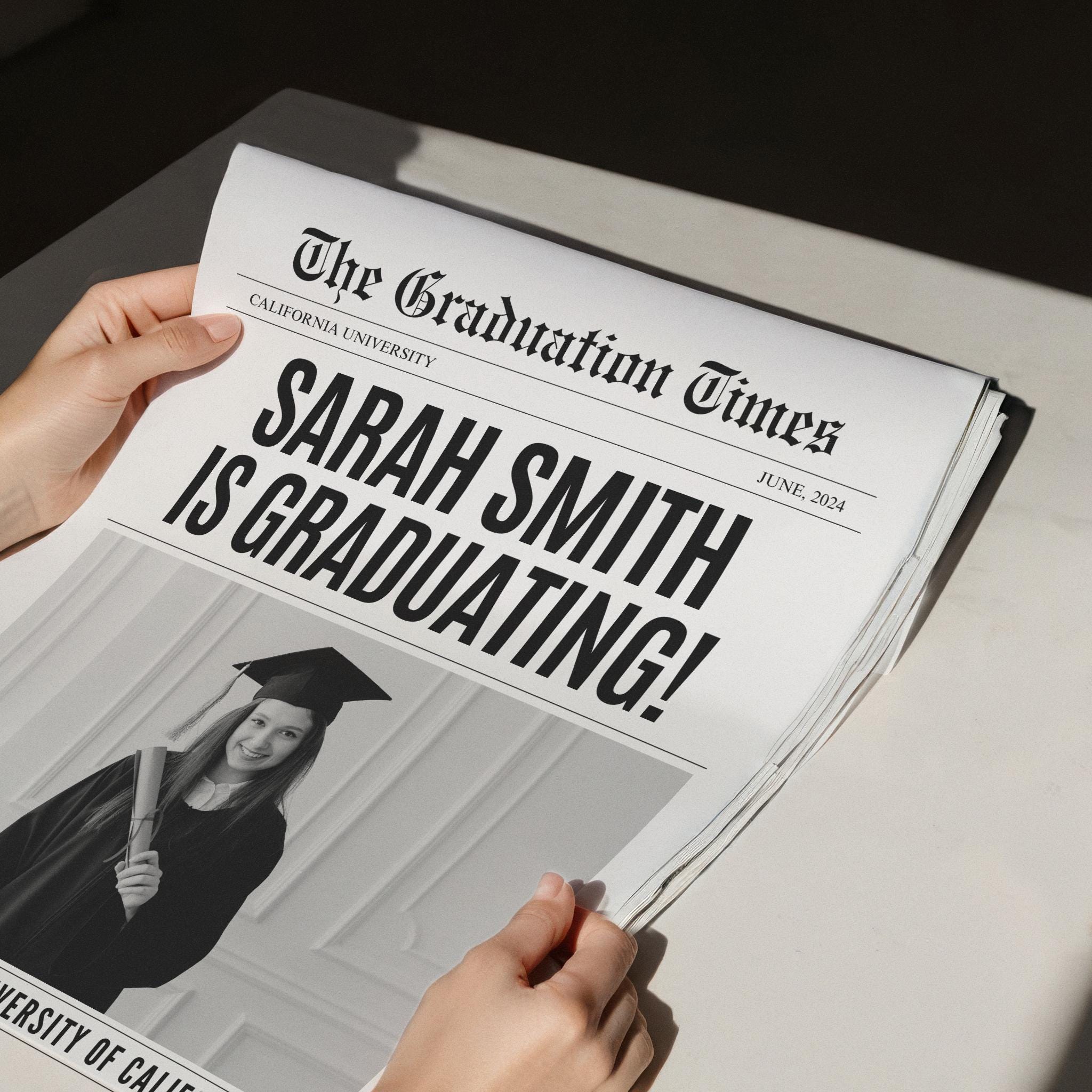 Editable Graduation Newspaper Announcement Template (digital Download ...