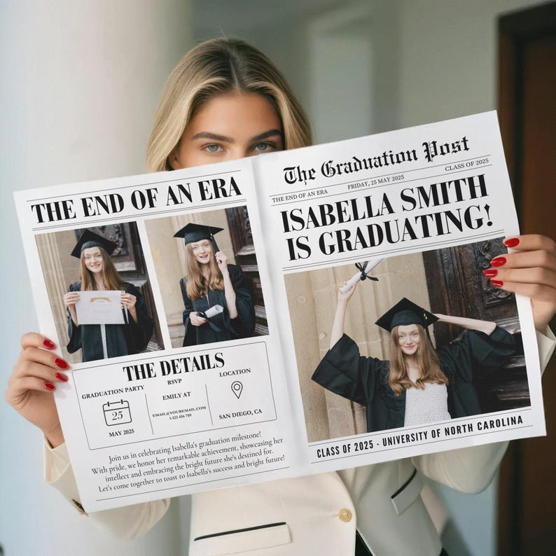 Graduation Newspaper Announcement Template, Invitation Graduation Party ...