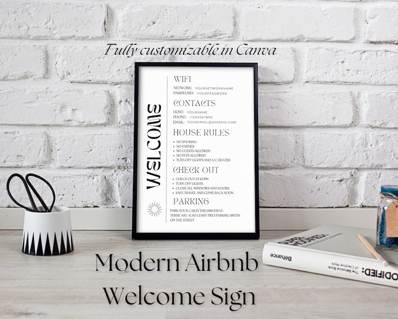 Modern Airbnb Welcome Sign Template Airbnb Sign Template - Etsy