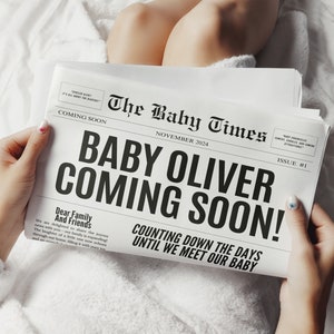 Large Newspaper Baby Announcement, Customizable Baby Announcement ...