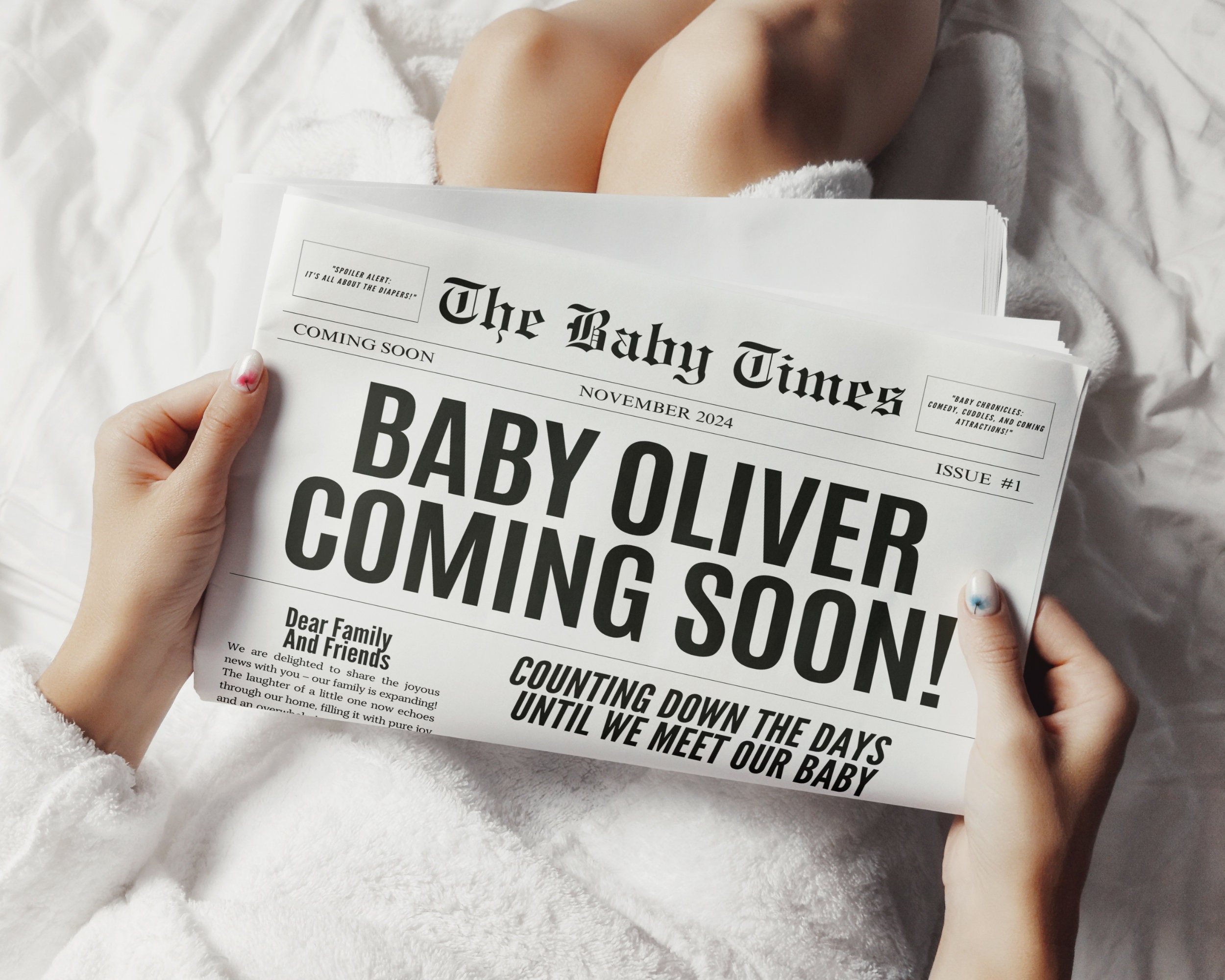 Large Newspaper Baby Announcement, Customizable Baby Announcement ...