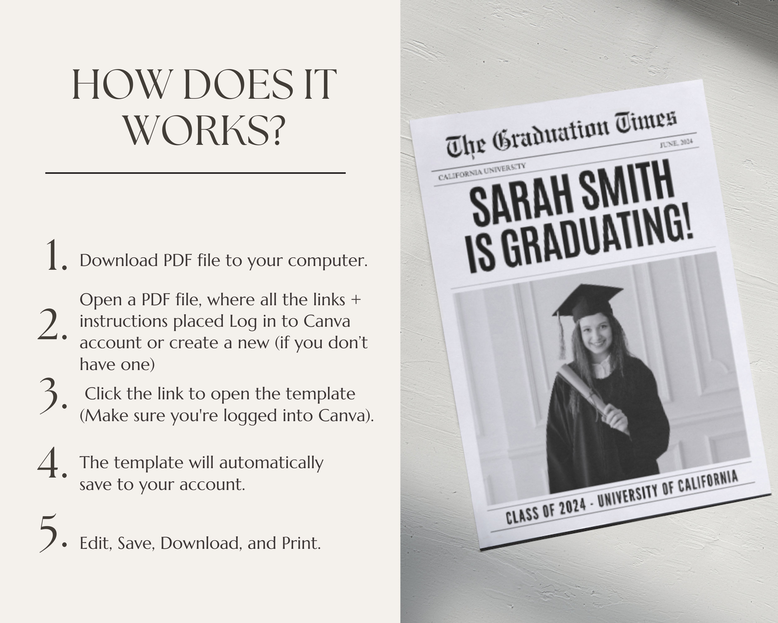 Graduation Newspaper Template, Newspaper Graduation Announcement ...