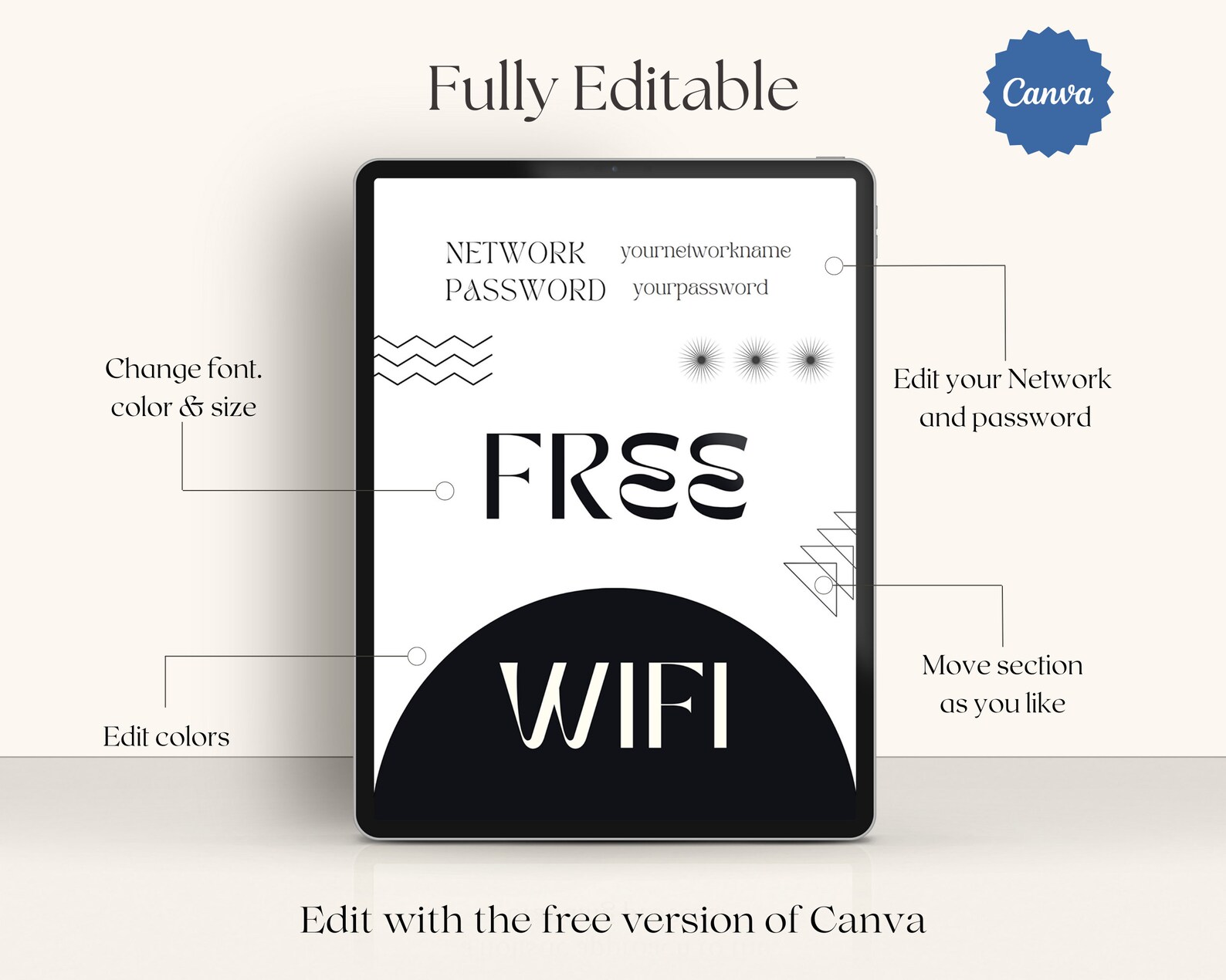 Modern WIFI Password Sign Template Airbnb Wifi Sign Wifi - Etsy