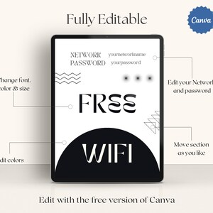 Modern WIFI Password Sign Template, Airbnb Wifi Sign, Wifi Password ...