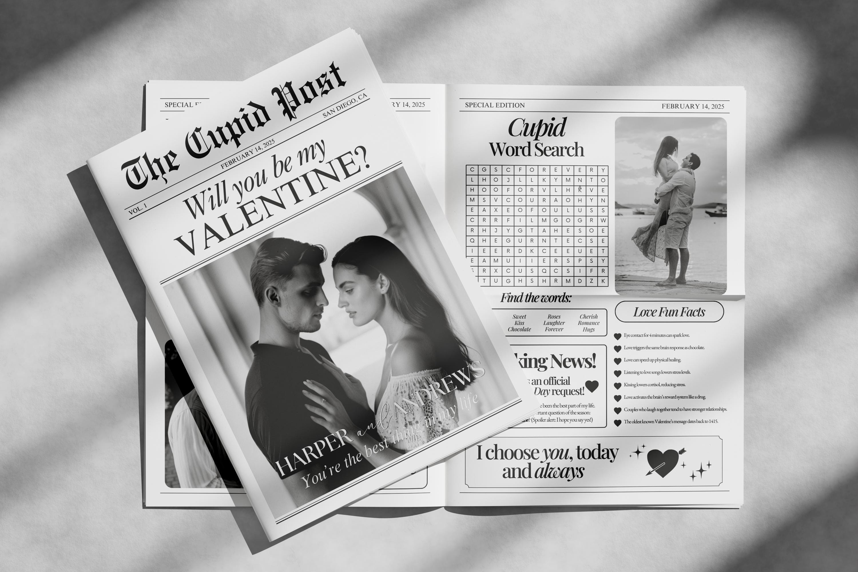 Valentine's Day Newspaper Template, Custom Love Story (canva, Digital ...