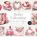 Boho Valentine Clipart Valentines Day Clipart Pink - Etsy