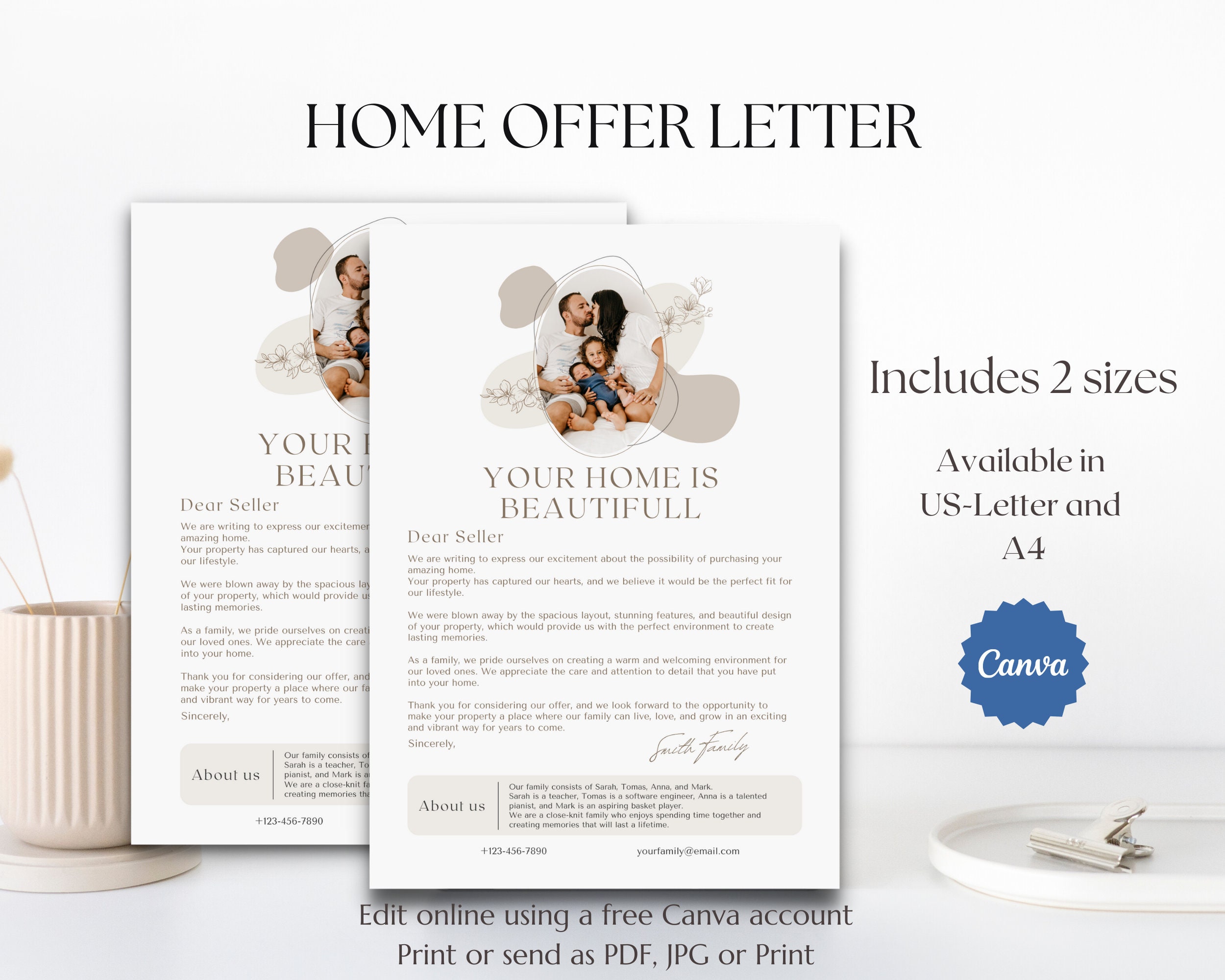 Boho Offer Letter, We Love Your Home, Letter to Seller, Minimalist ...