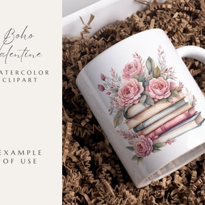 Boho Valentine Clipart, Valentines Day Clipart, Pink Watercolor ...