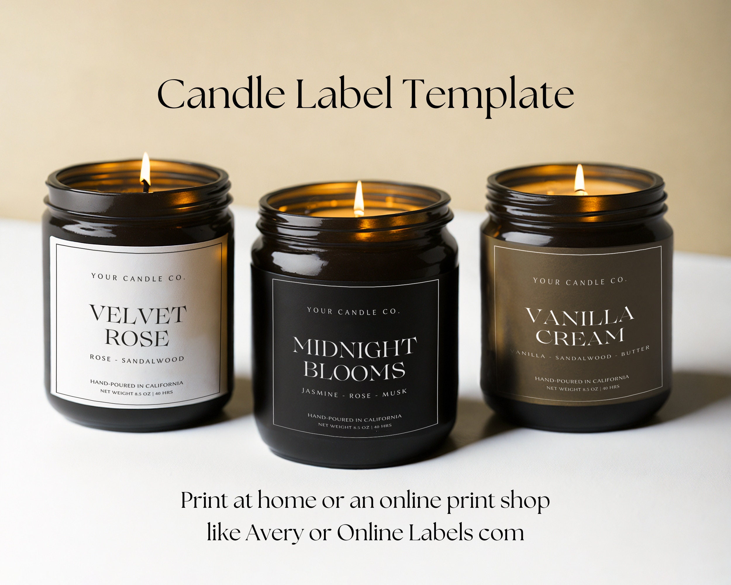 Modern Candle Label Template, Minimalist Candle Label, Custom Candle ...