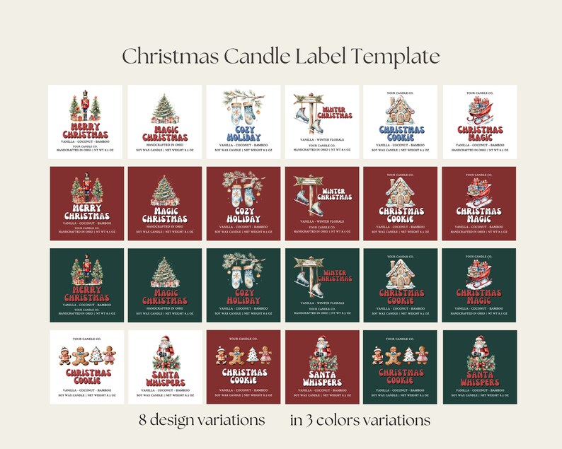 Christmas Candle Label Template Holidays Candle Label Retro - Etsy