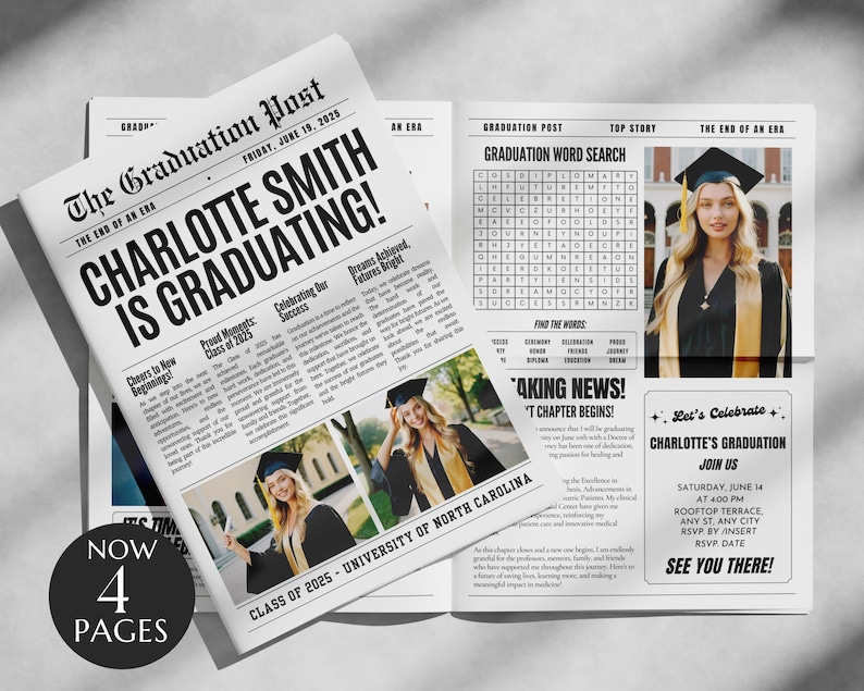 Graduation Newspaper Template, Class of 2026 (digital Download) Happy ...