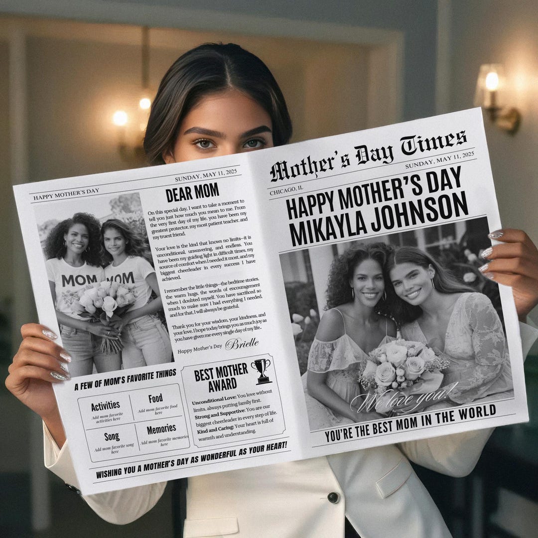 Mothers Day Newspaper Template, Mothers Day Gift From Daughter, Mother ...