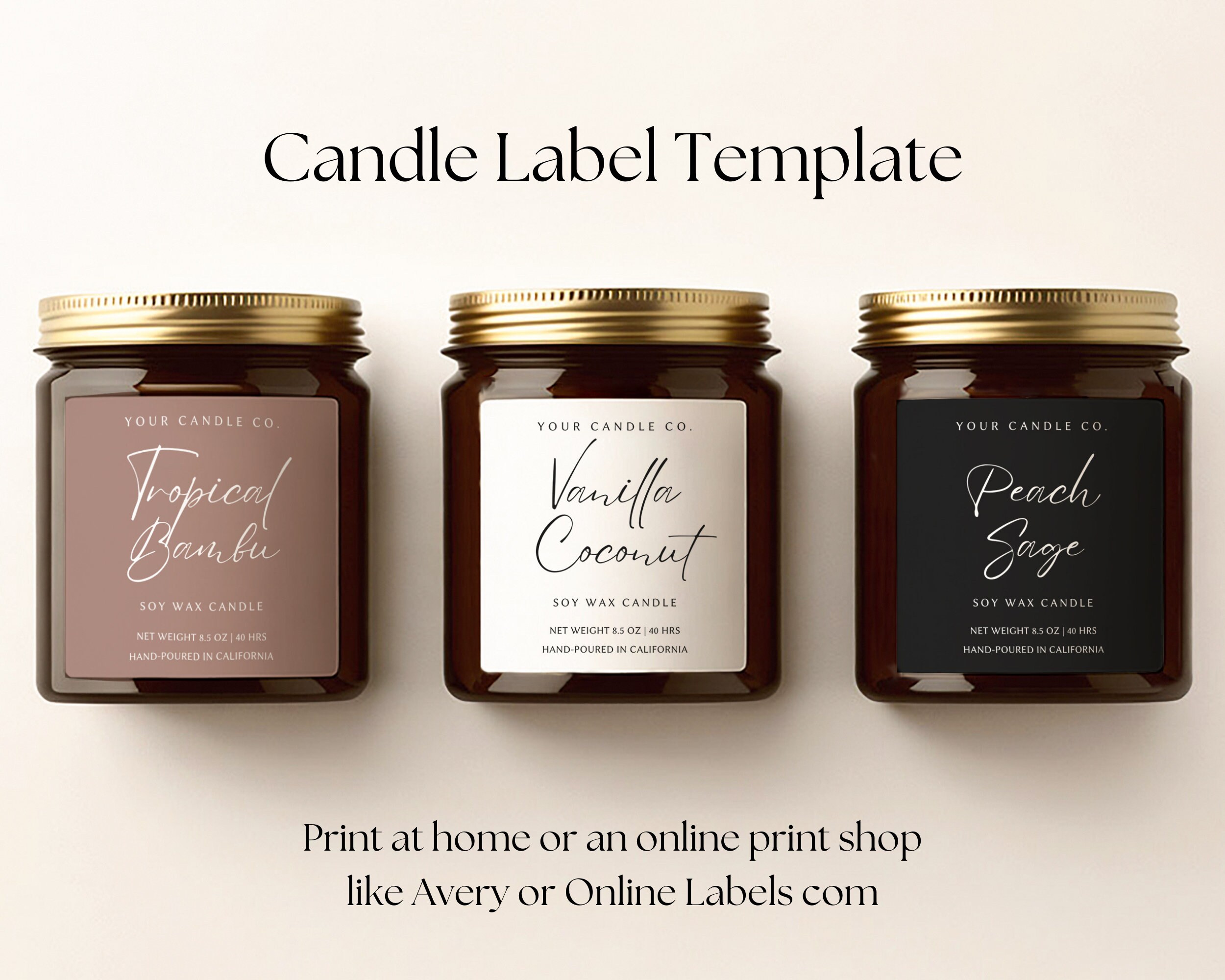 Elegant Candle Label Template, Minimalist Candle Label, Candle Label ...