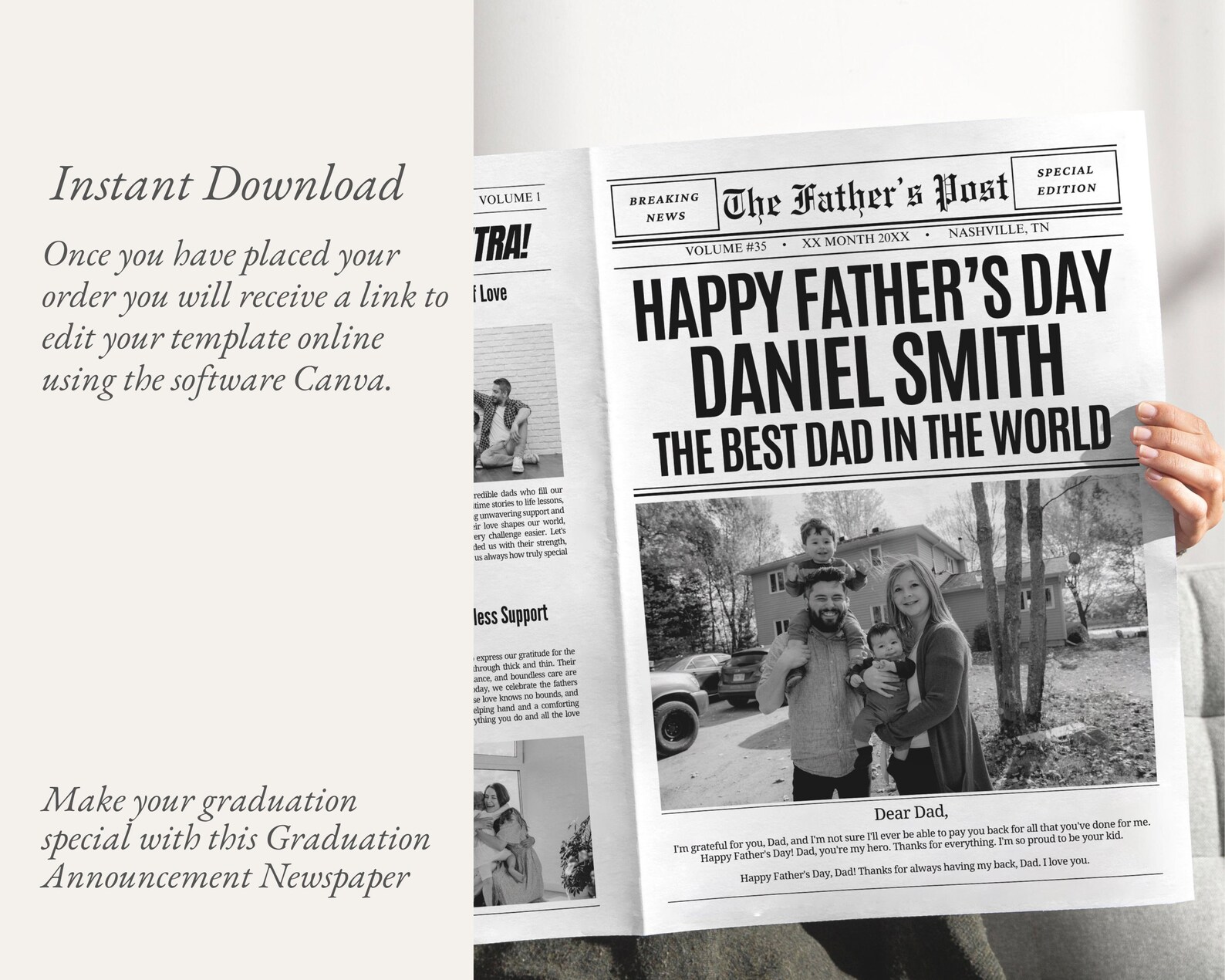 Fathers Day Newspaper, Personalized Gifts for Dad, Gift From Daughter ...