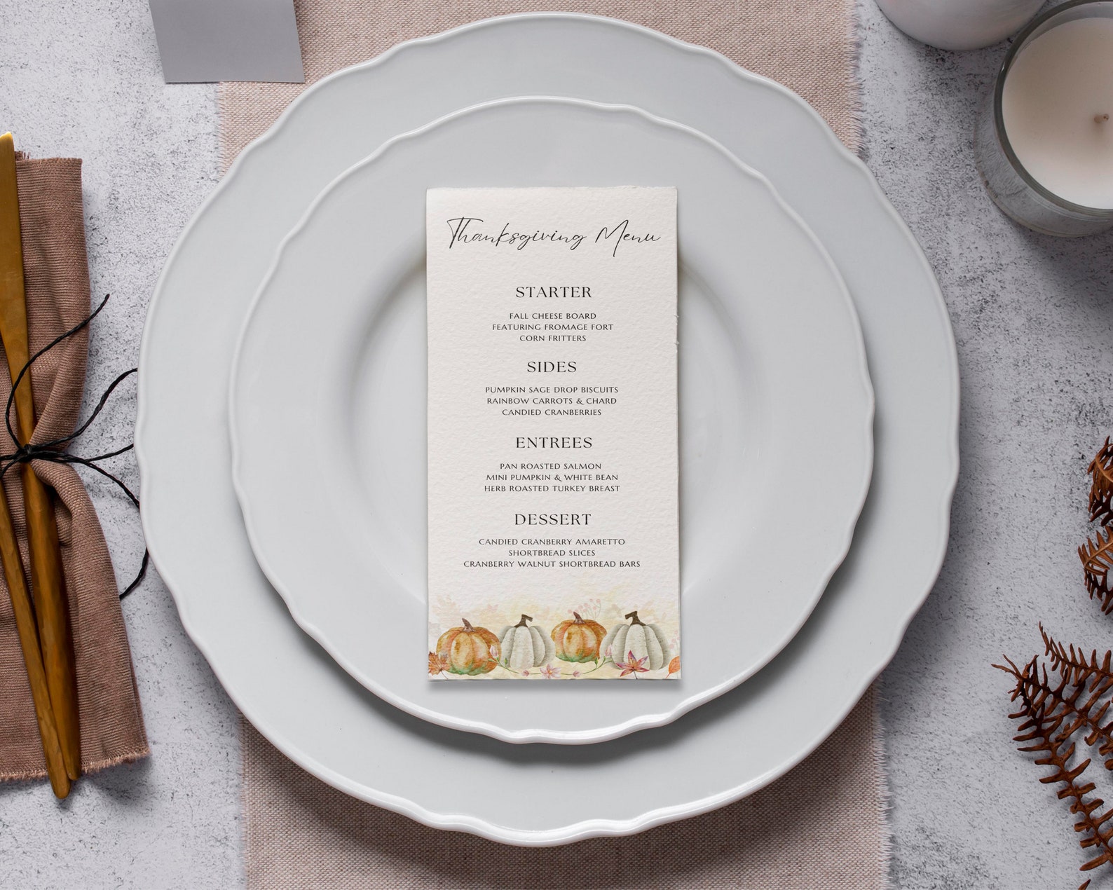 Thanksgiving Menu Card Template Printable Editable Holiday - Etsy