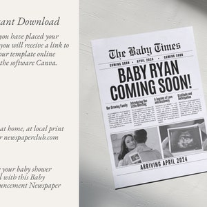 Large Newspaper Baby Announcement, Pregnancy Announcement Newspaper ...