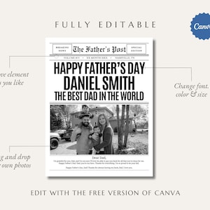 Fathers Day Newspaper, Personalized Gifts for Dad, Gift From Daughter ...