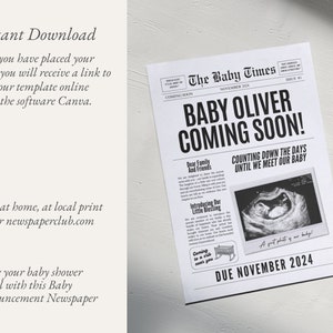 Large Newspaper Baby Announcement, Customizable Baby Announcement ...