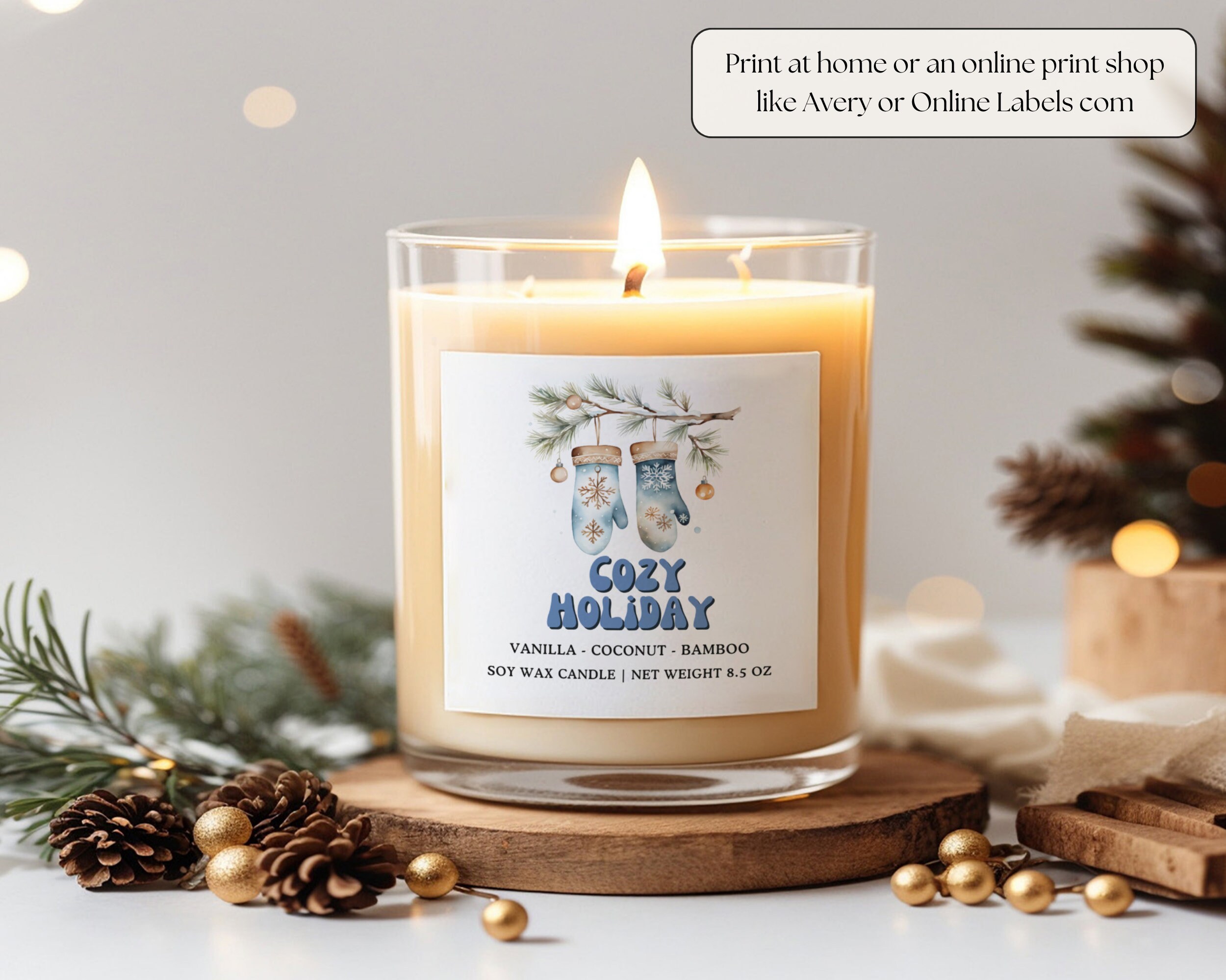 Christmas Candle Label Template Holidays Candle Label Retro - Etsy