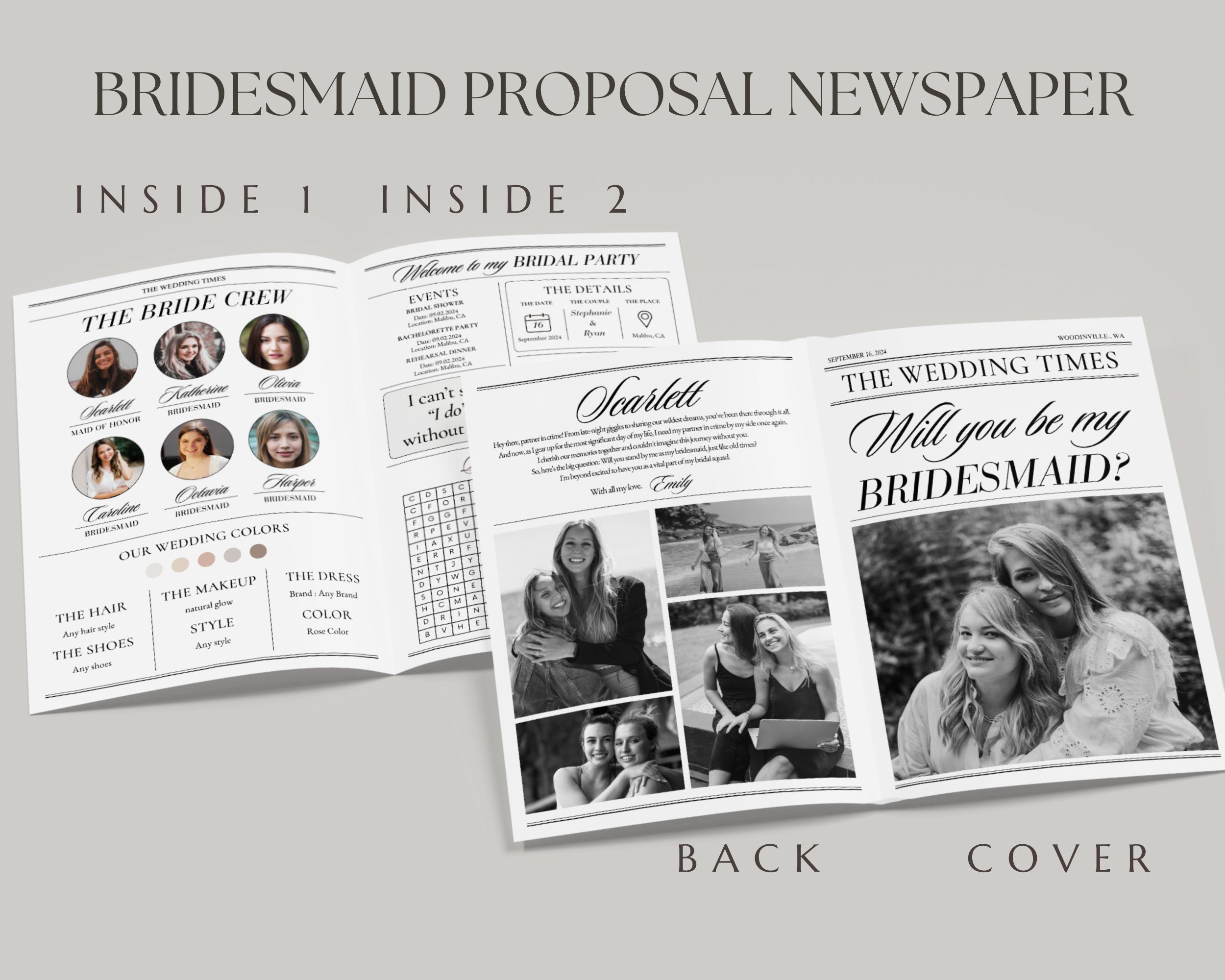 Bridesmaid Proposal Newspaper Bouquet, Bridesmaid Newspaper Flower Wrap ...