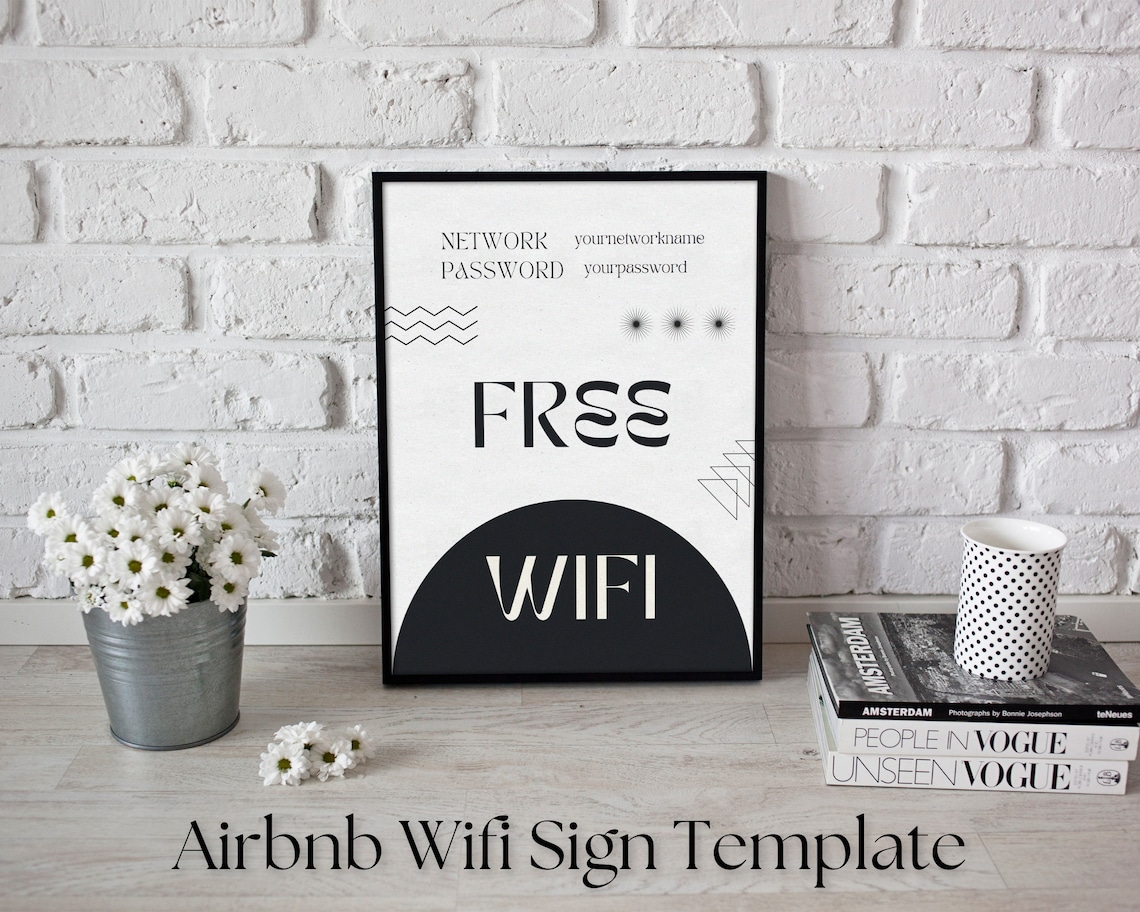 Modern WIFI Password Sign Template Airbnb Wifi Sign Wifi - Etsy
