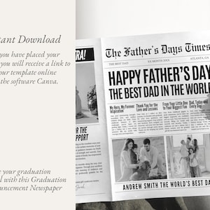 Fathers Day Newspaper, Printable for Dad, Personalized Gifts for Dad ...