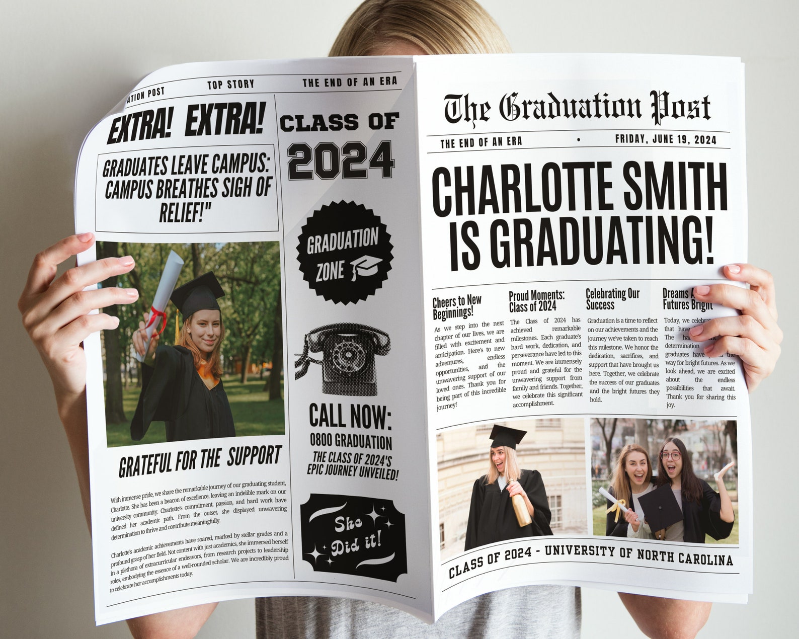 Graduation Newspaper Template, Newspaper Graduation Announcement, Class ...
