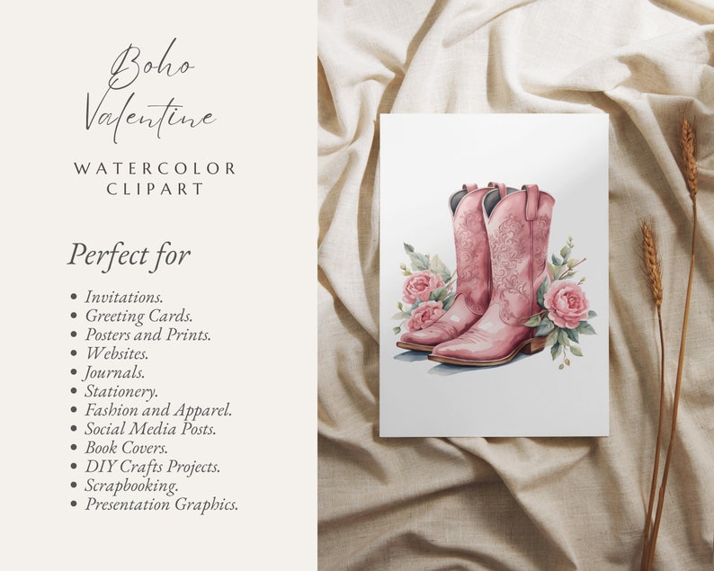 Boho Valentine Clipart Valentines Day Clipart Pink - Etsy