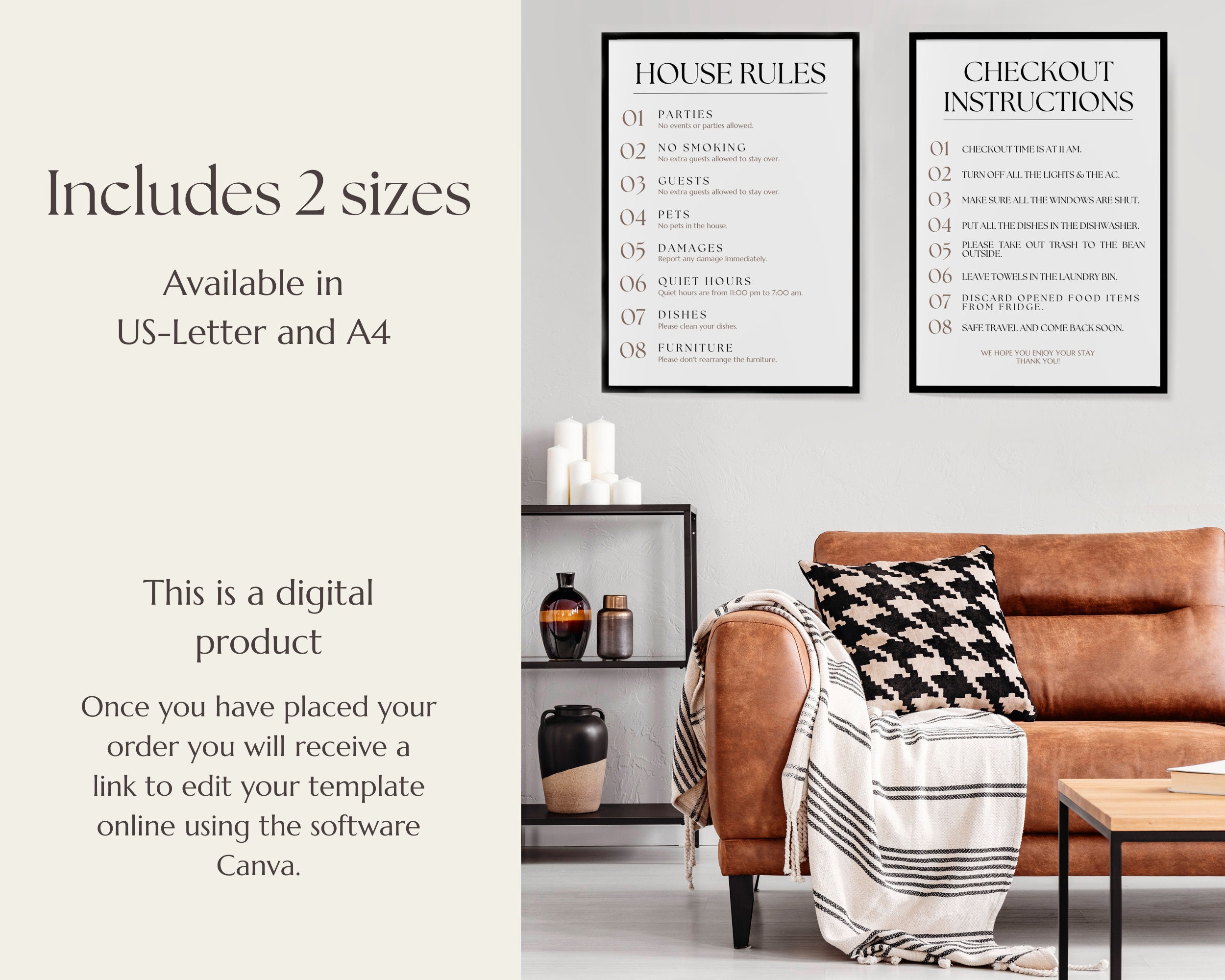 Airbnb House Rules Check Out Sign, Airbnb Check Out Instructions ...