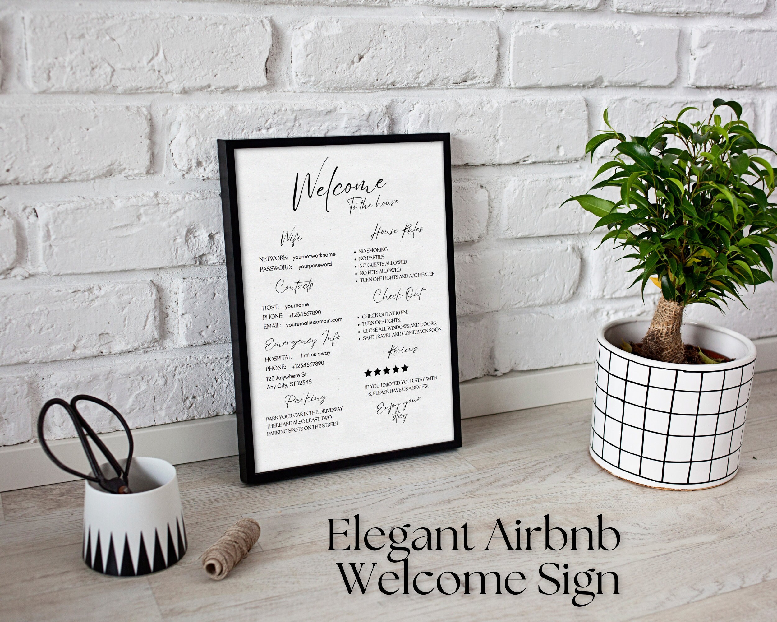 Airbnb Elegant Welcome Sign Template, Airbnb Sign Template, Airbnb ...