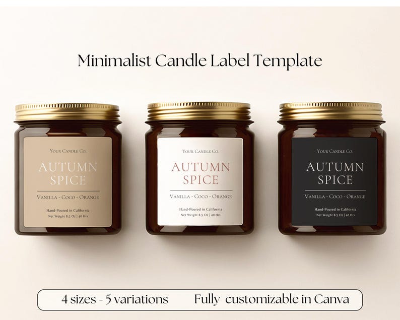 Elegant Candle Label Template, Modern DIY Label (canva, Printable), 011 ...
