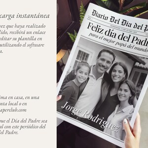 Fathers Day Newspaper Template in Spanish, Printable Father's Day Card ...