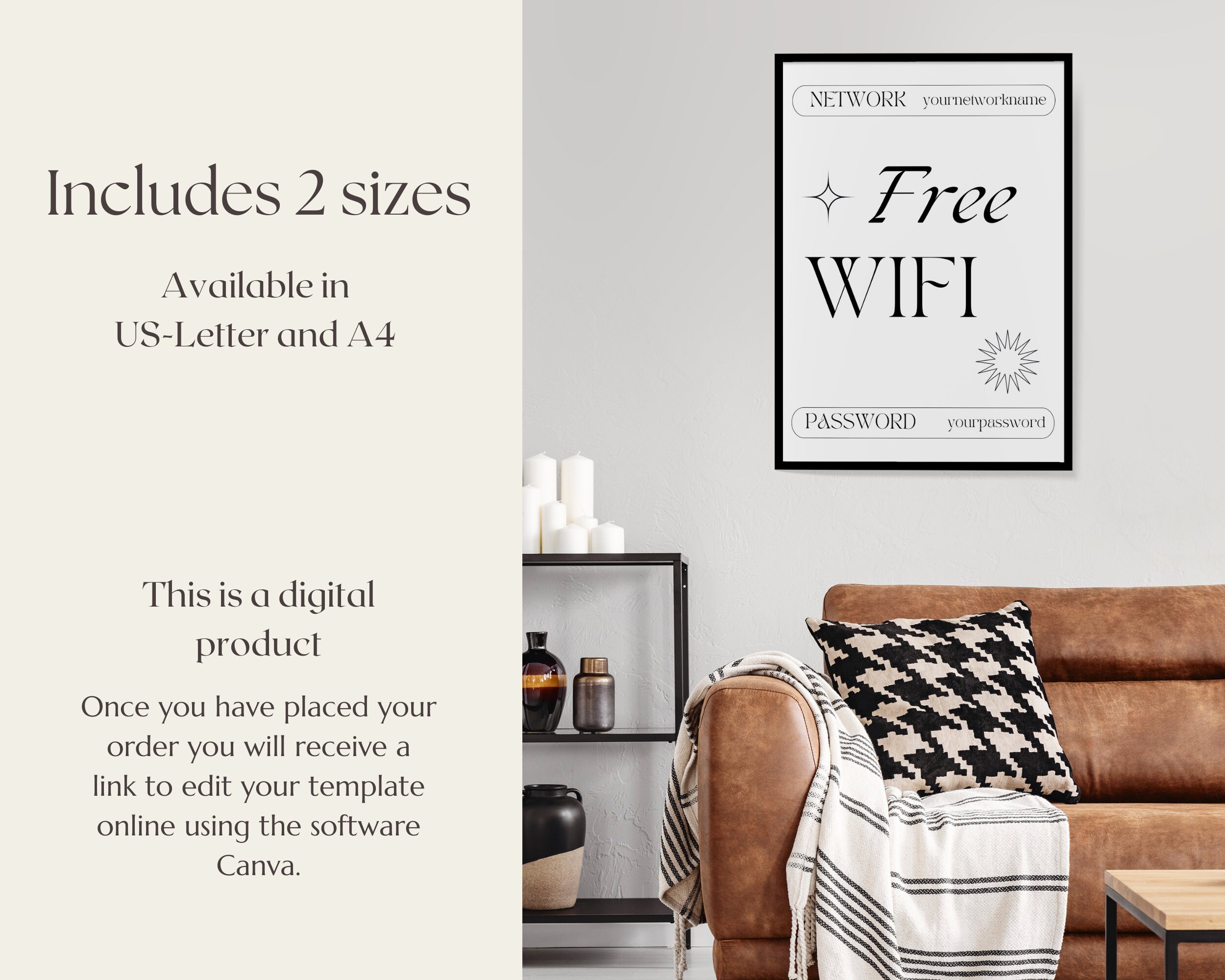 Modern WIFI Password Sign Template Airbnb Wifi Sign Wifi - Etsy