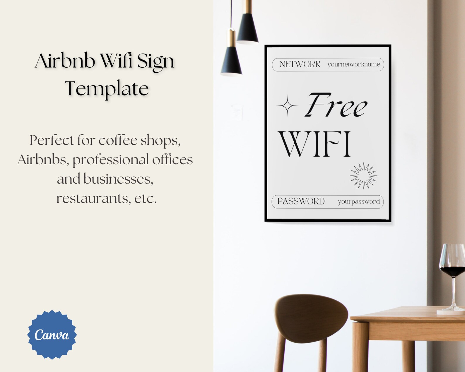 Modern WIFI Password Sign Template Airbnb Wifi Sign Wifi - Etsy