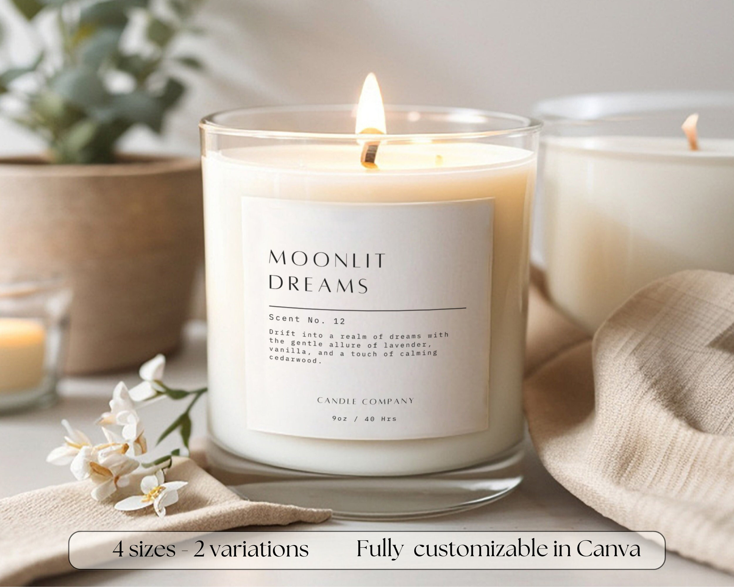 Minimalist Candle Label Template, Modern Candle Label, Custom Candle ...