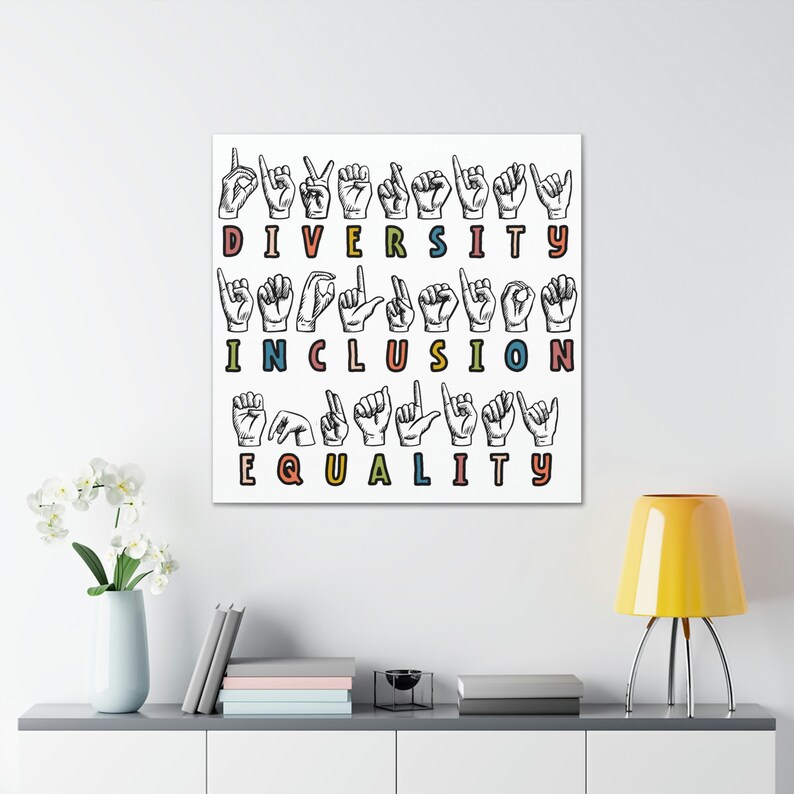 ASL Diversity Classroom Wall Art, ASL DEI Canvas Wall Art, American ...