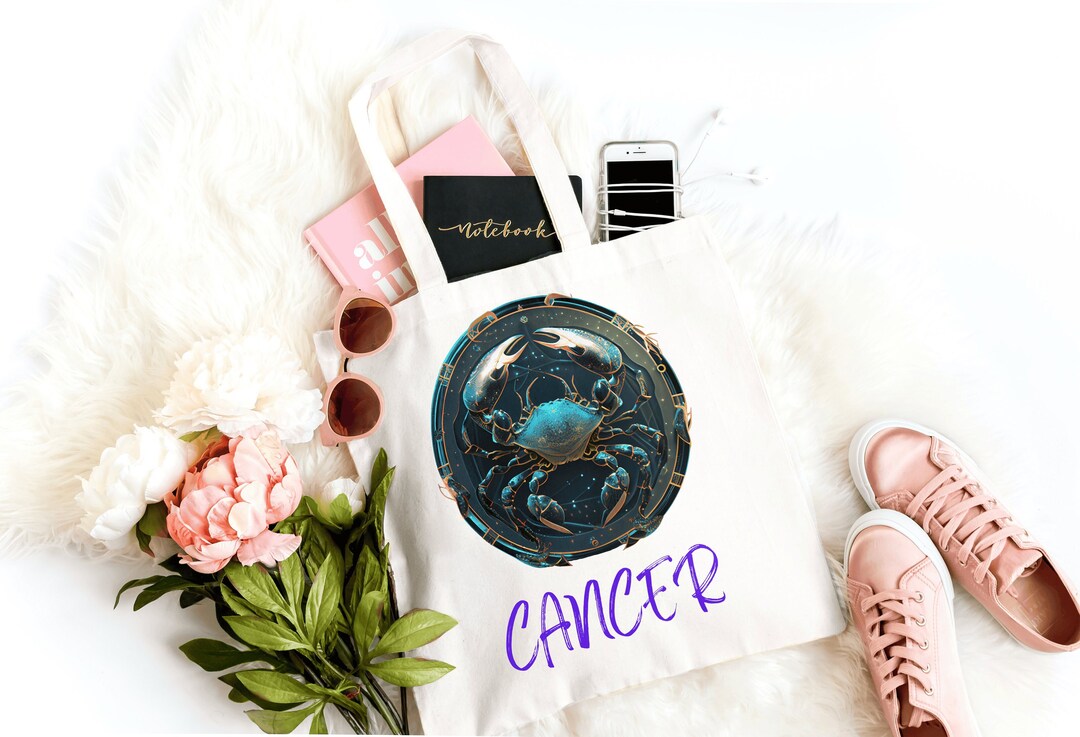 Cancer Zodiac Sign Tote Bag, Horoscope Cancer Tote Bag, Cancer Sign ...