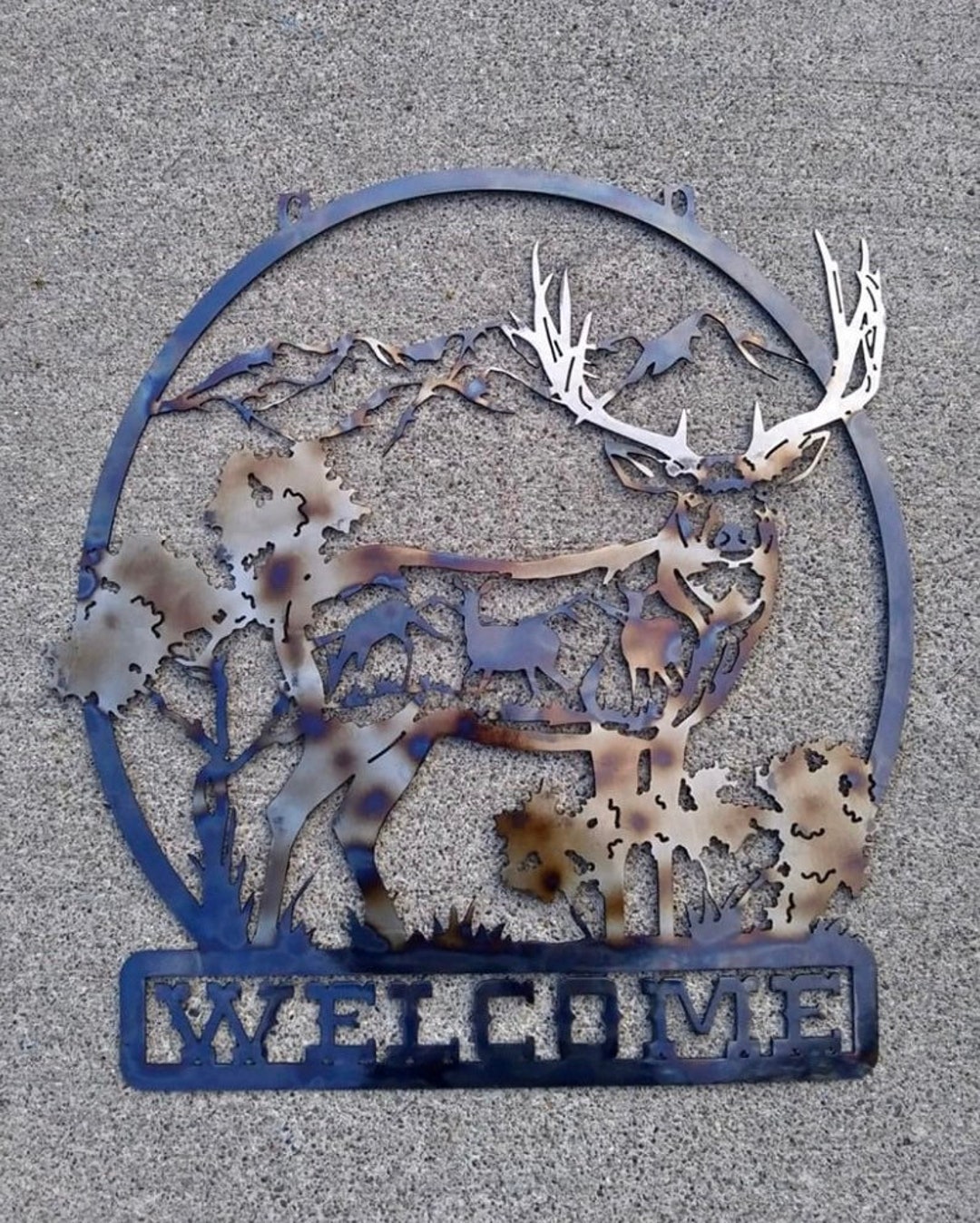 Metal Welcome Deer Sign 24 Inch - Etsy