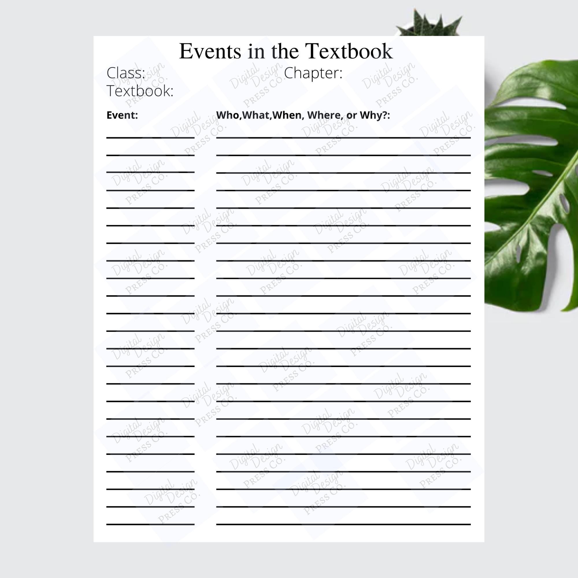 Study Guide Template for Textbook Note Taking - Etsy