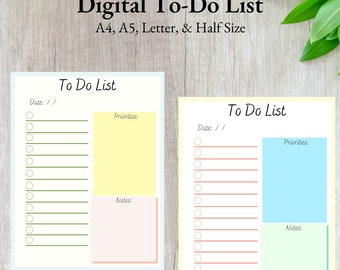 Printable to Do List PDF Template US Letter - Etsy