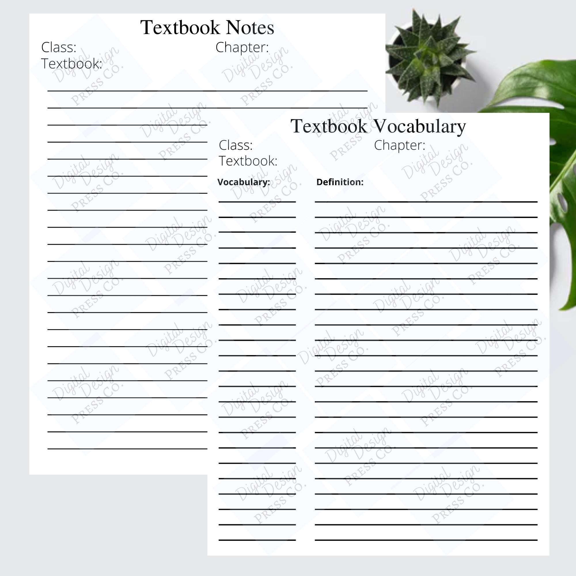 Study Guide Template for Textbook Note Taking - Etsy