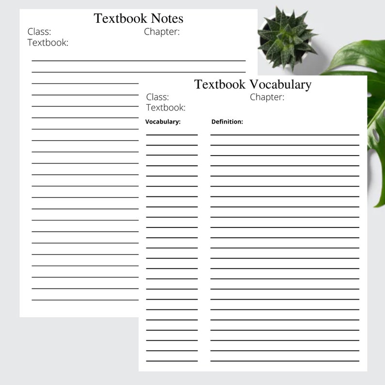 Study Guide Template for Textbook Note Taking - Etsy