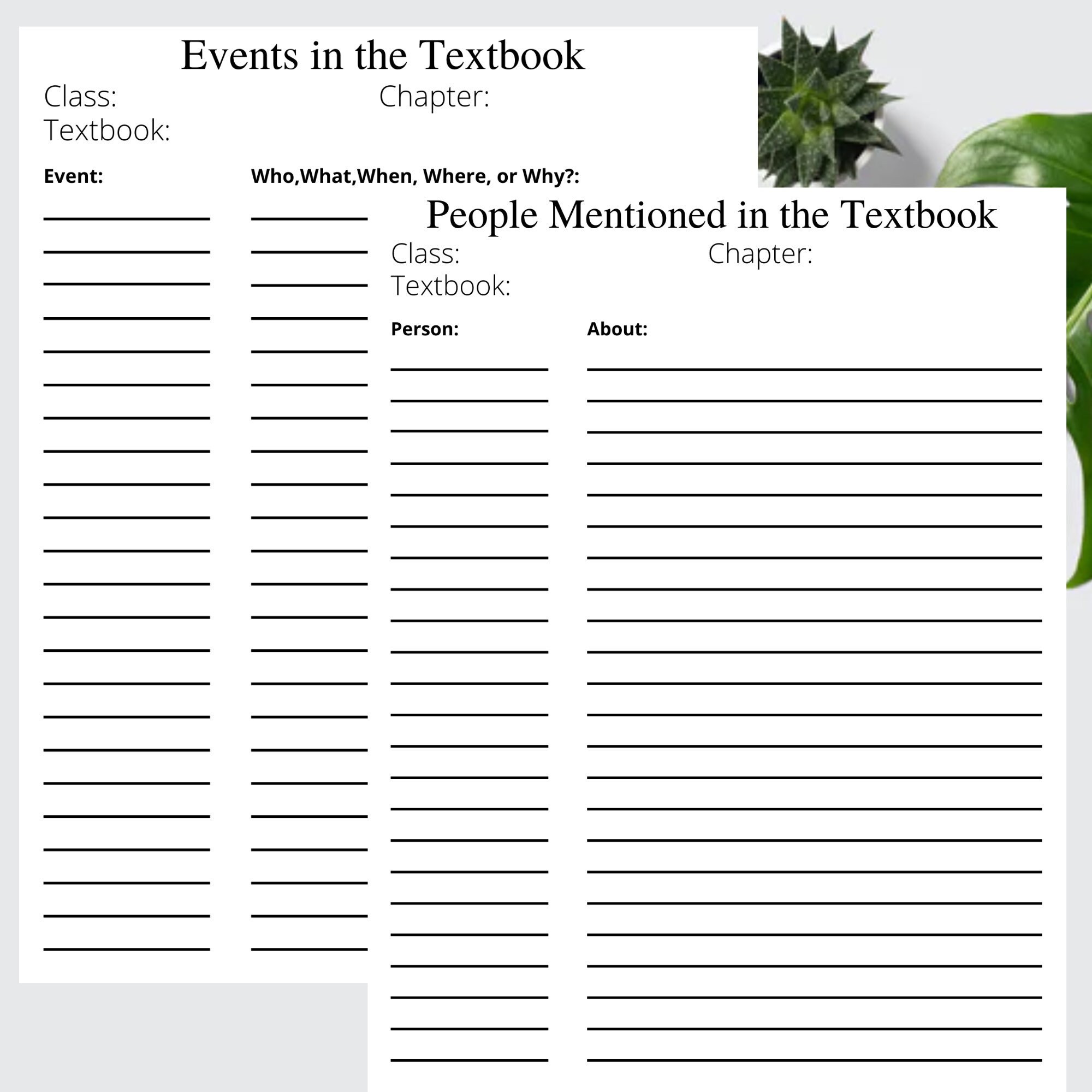 Study Guide Template for Textbook Note Taking - Etsy