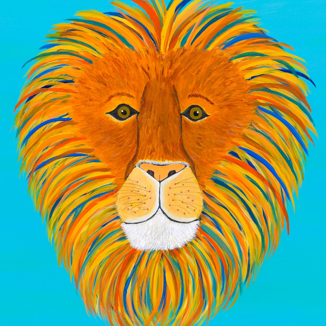 Lion Painting Original Lion Head Painting 30 X 30 Inches - Etsy