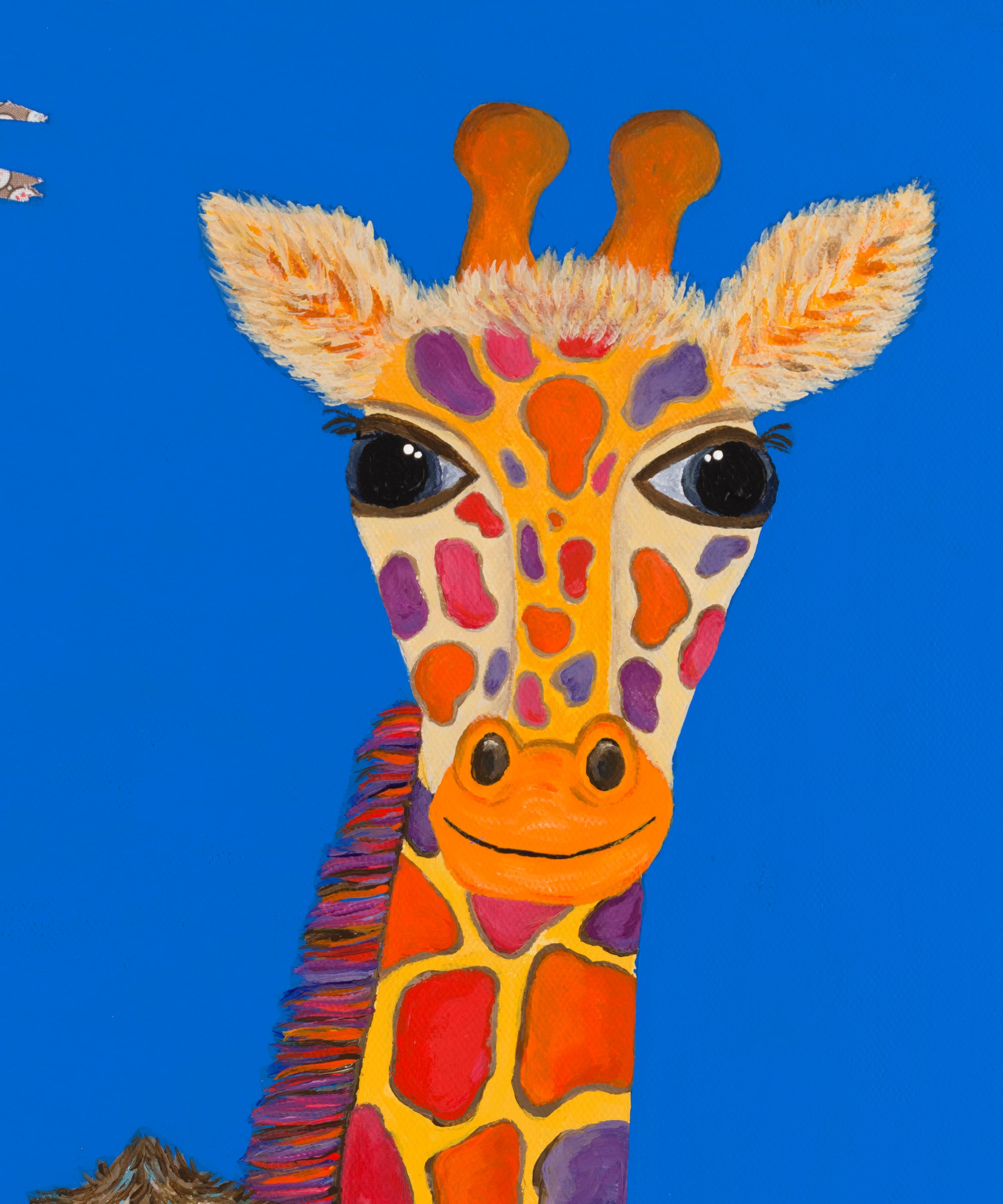 Free Ride Original Art, Three Sloths and a Giraffe Mixed Media Artwork ...