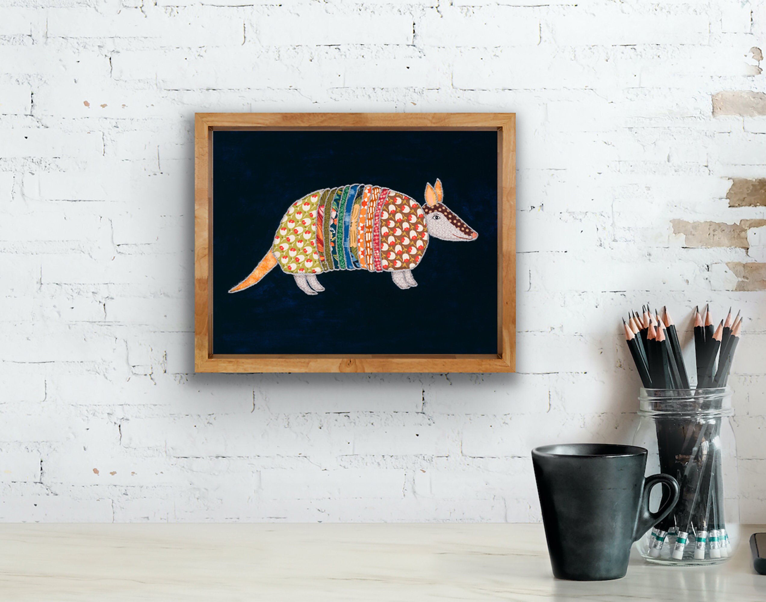 Armadillo Print, Texas Armadillo Artwork, Fine Art Giclée Print in Paper or Canvas, Unframed in ...